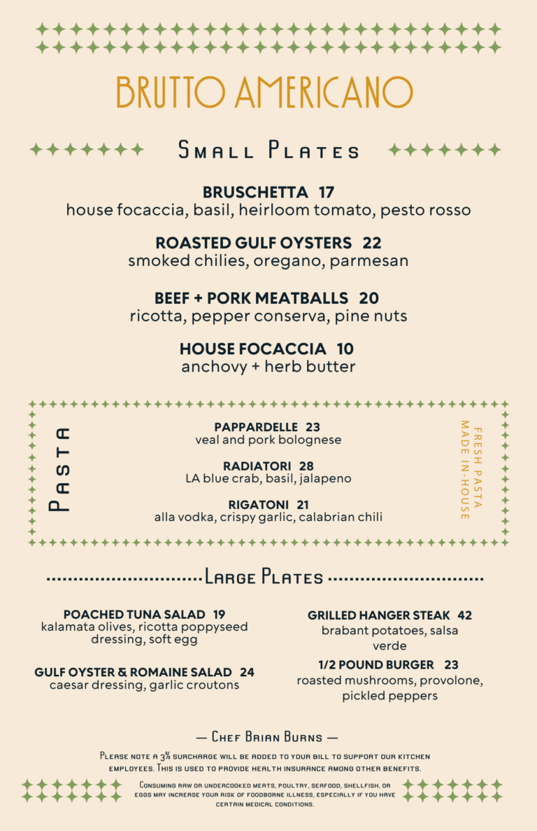 Italian Restaurants New Orleans - Brutto Americano